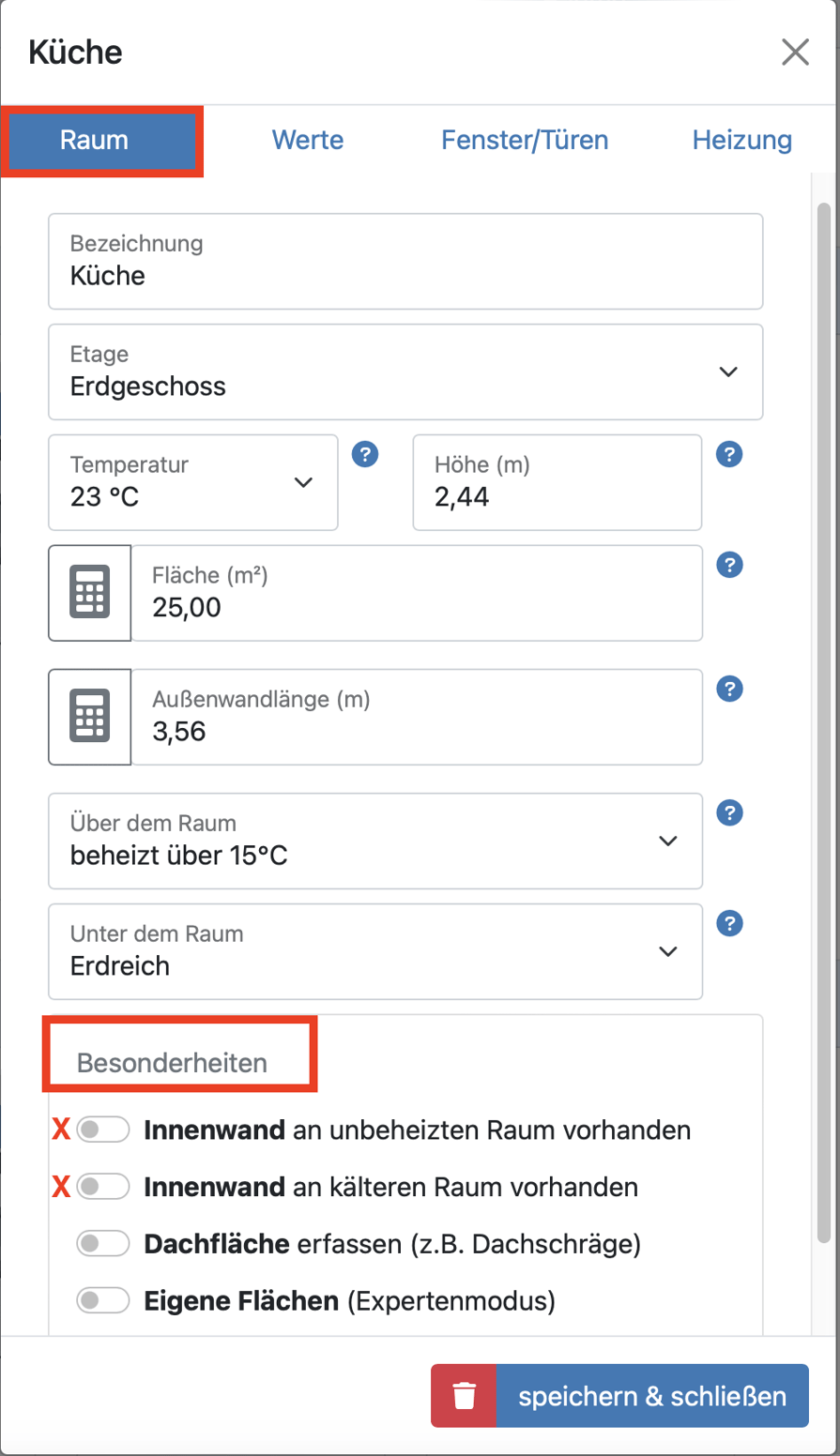 Ein Raum grenzt an einen unbeheizten oder kälteren Raum